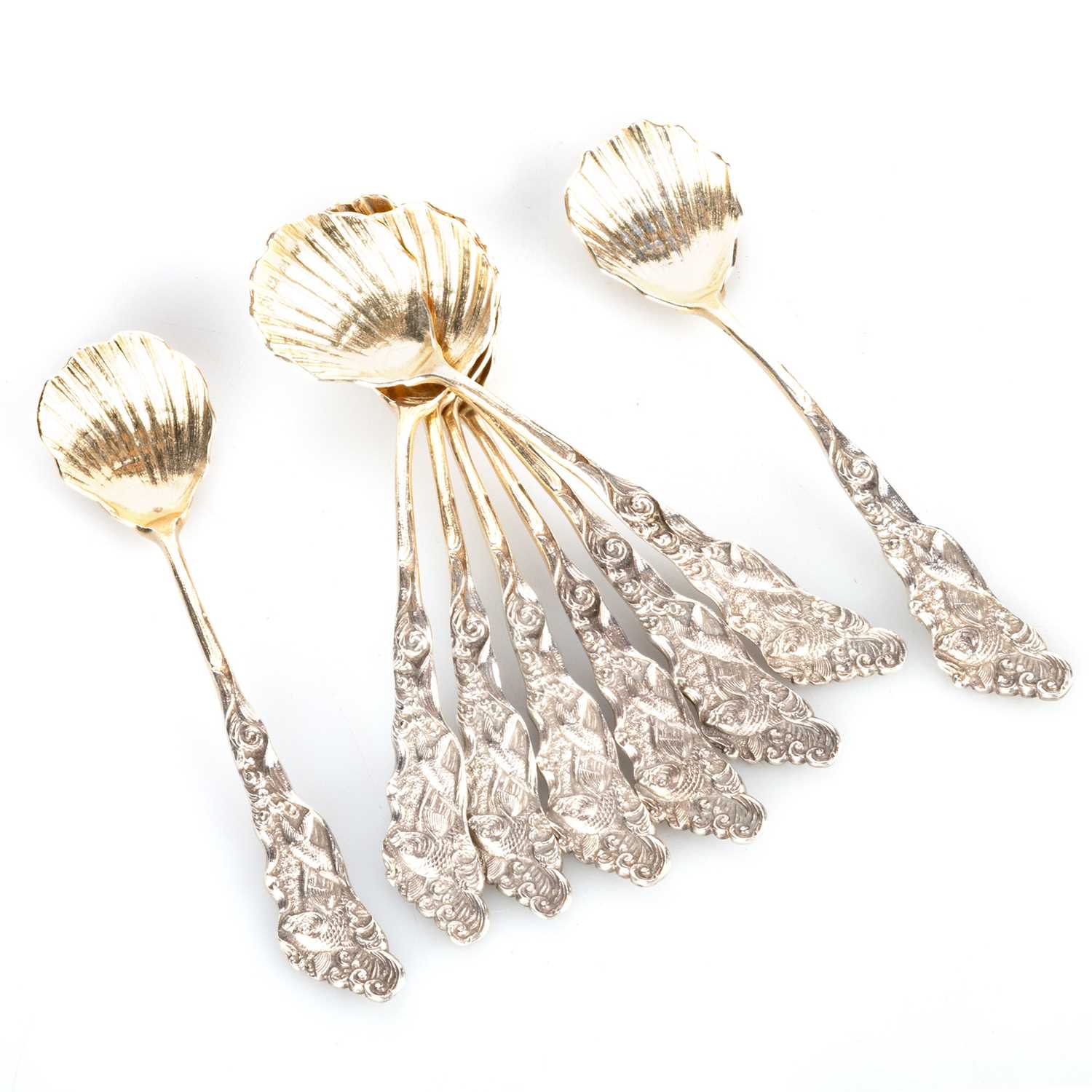 Lot 417 - A RARE SET OF EIGHT AMERICAN STERLING SILVER