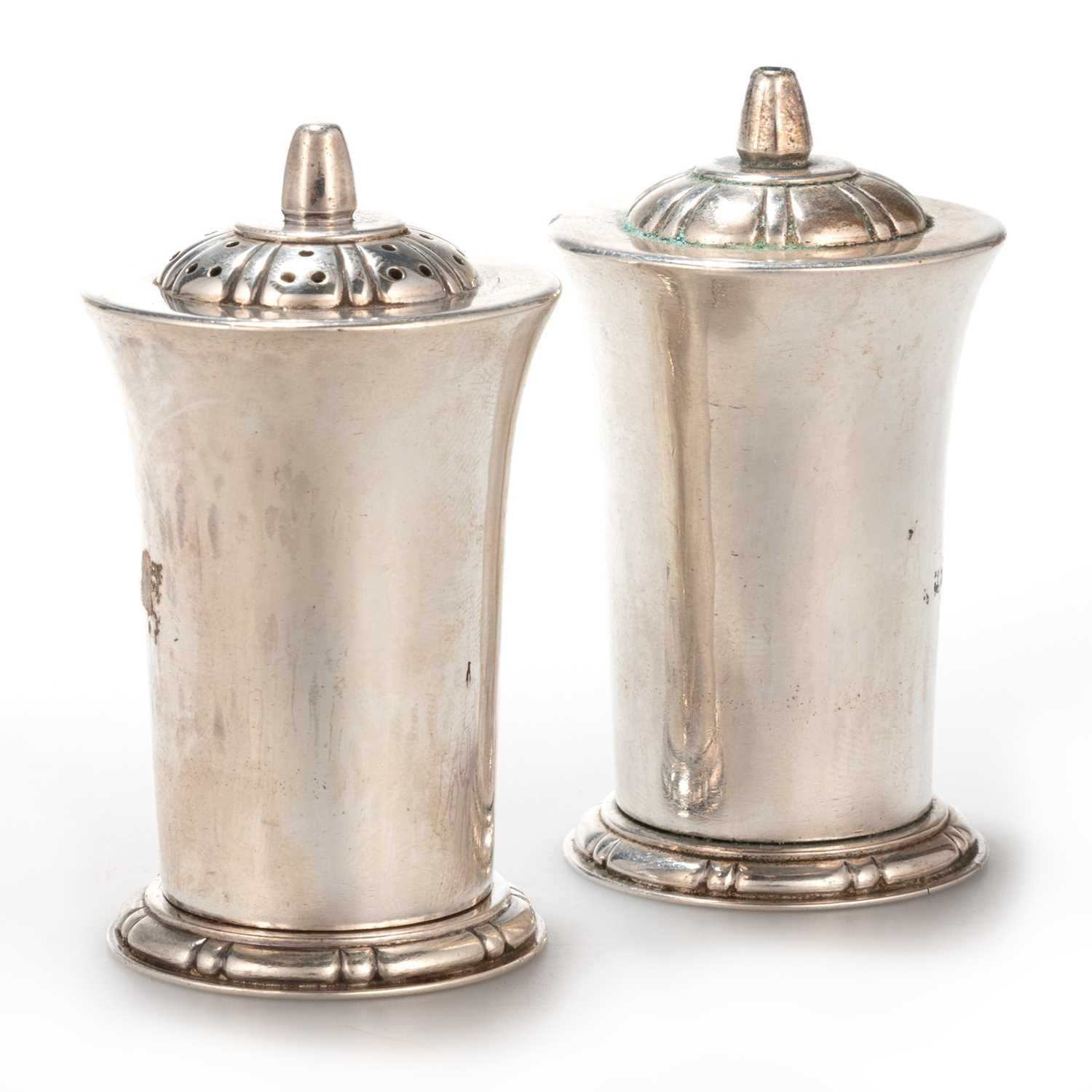 Lot 215 - A PAIR OF GEORGE VI SILVER SALT AND PEPPER