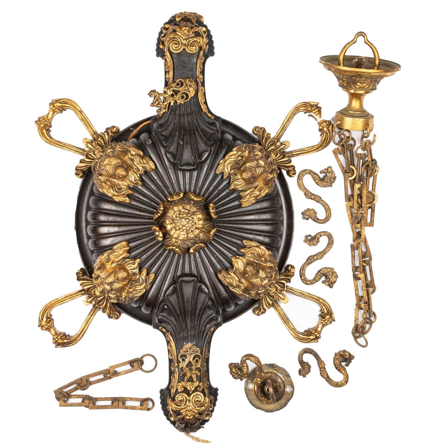 Lot 626 - A REGENCY BRONZE AND PARCEL-GILT HANGING