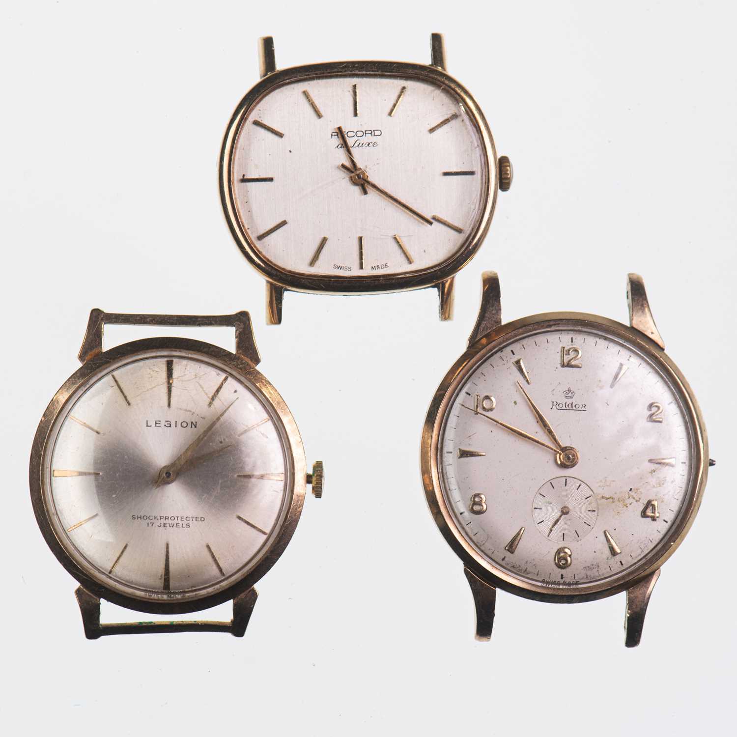 Lot 431 - A TRIO OF 9CT GOLD WATCH HEADS