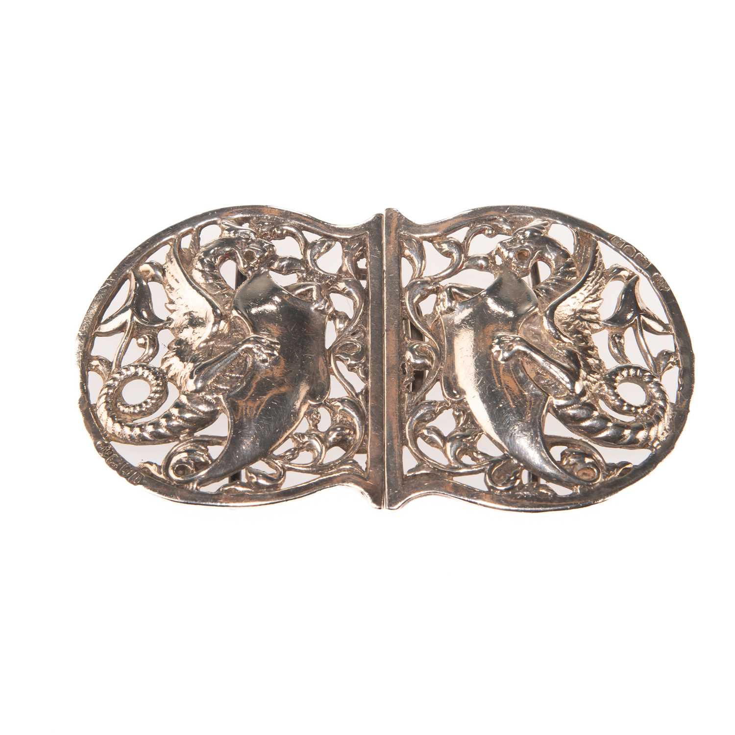 Lot 460 - AN ARTS AND CRAFTS SILVER BELT BUCKLE, THE