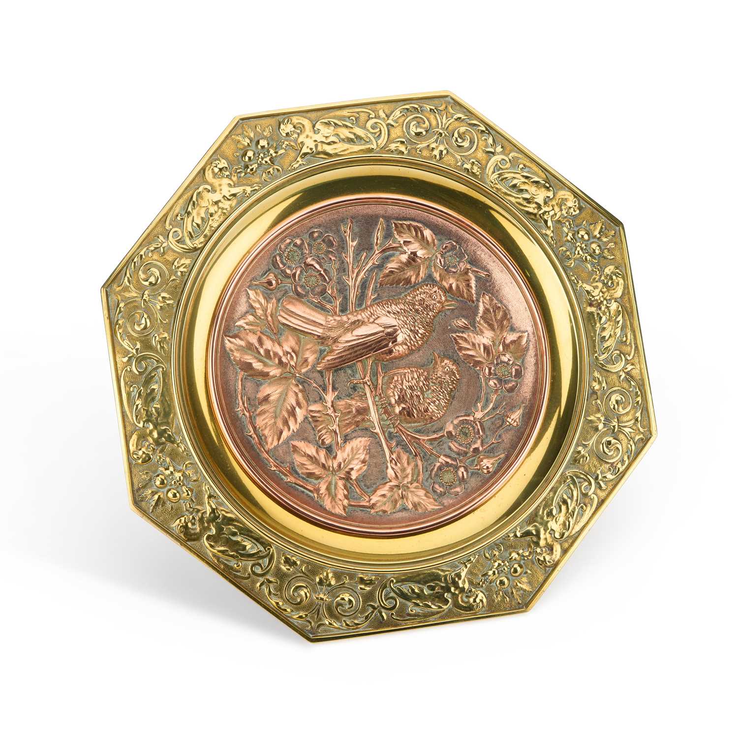 Lot 144 - AN OCTAGONAL BRASS AND COPPER TRAY