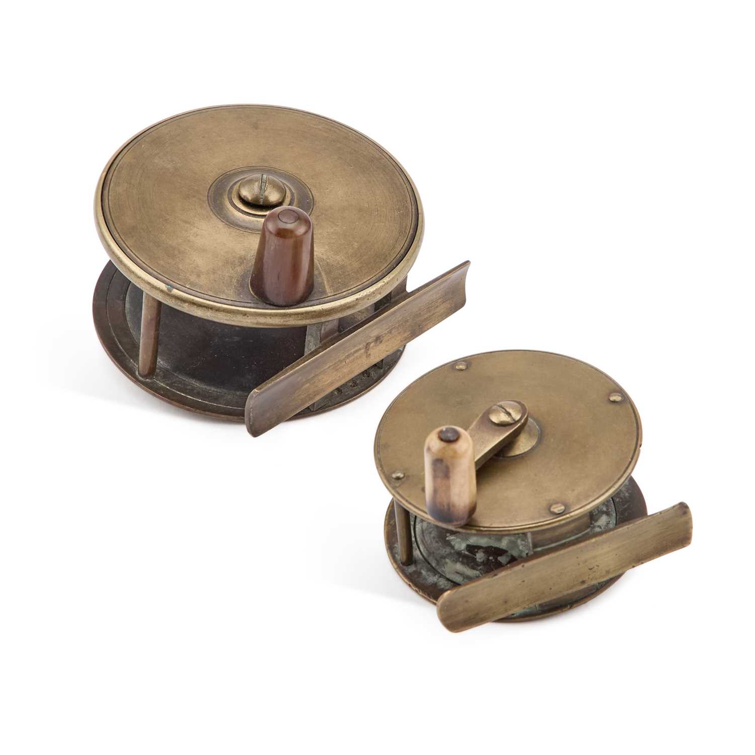 Lot 3 - TWO BRASS FISHING REELS