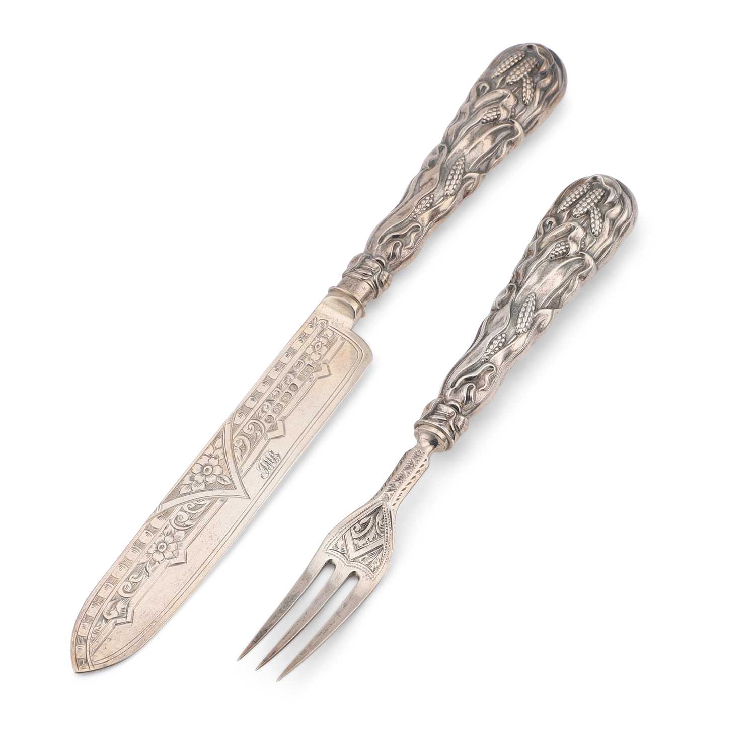 Lot 501 - A VICTORIAN SILVER KNIFE AND FORK