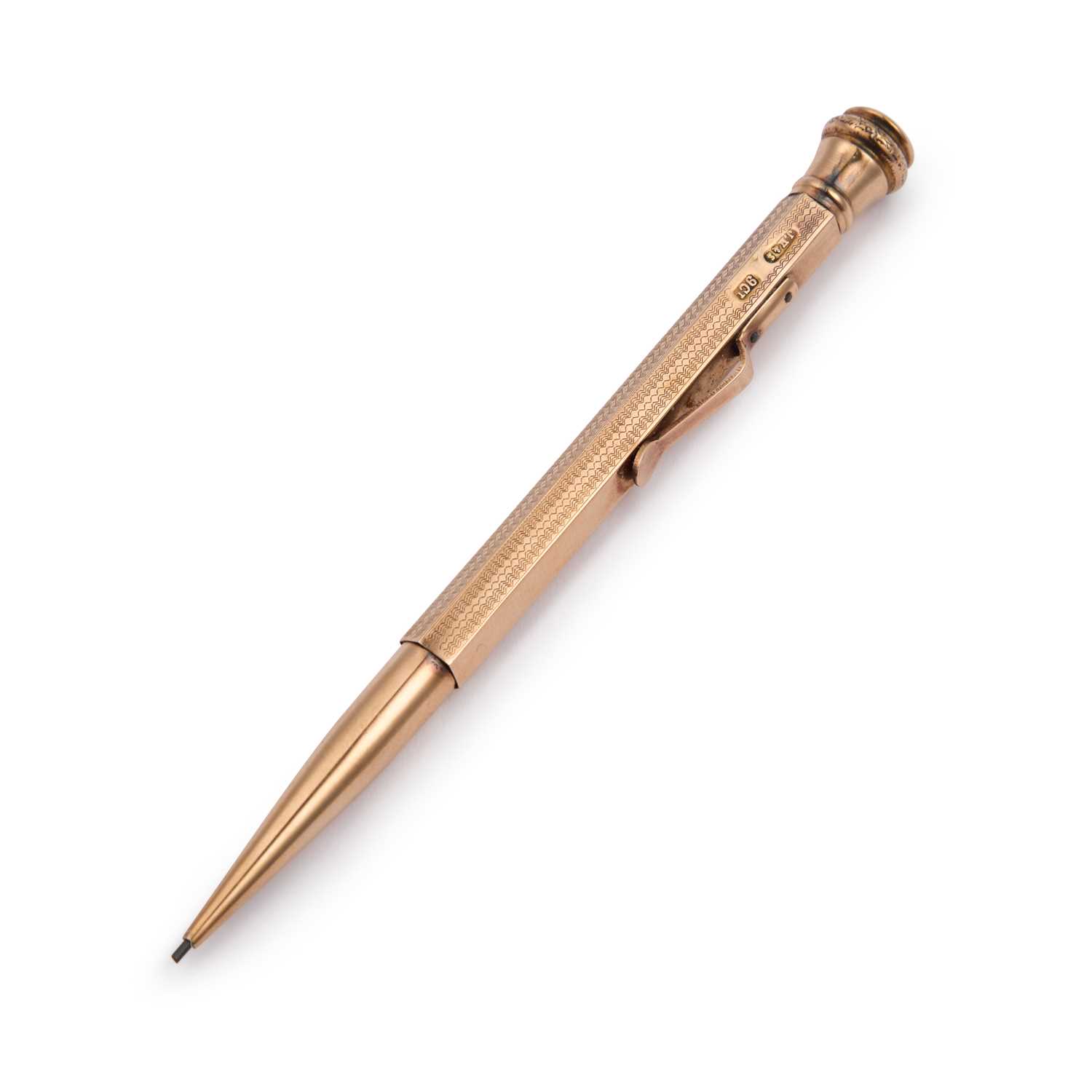 Lot 483 - A 9 CARAT GOLD PROPELLING PENCIL