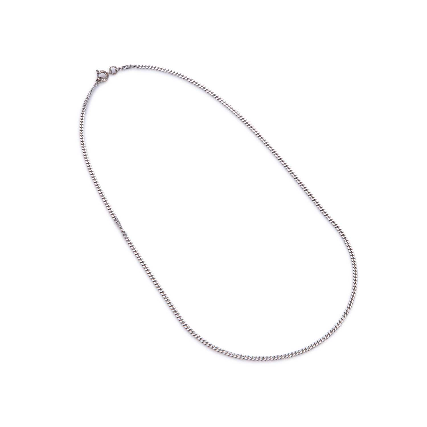 Lot 519 - AN 18 CARAT WHITE GOLD FINE FLATTENED CURB