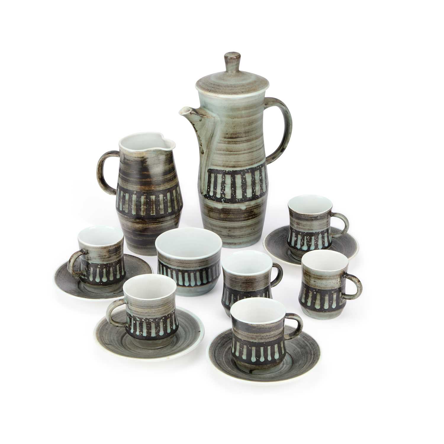 Lot 67 - A CINQUE PORTS RYE POTTERY COFFEE SERVICE