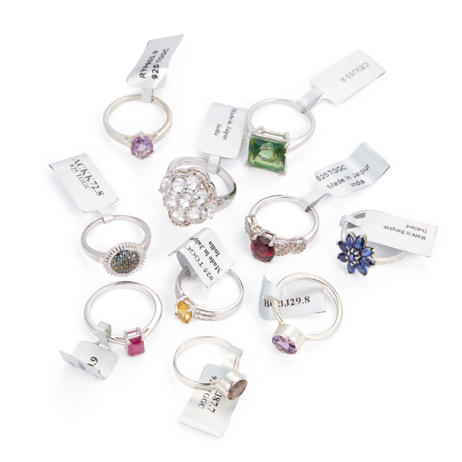 Lot 676 - A COLLECTION OF TEN GEM-SET RINGS