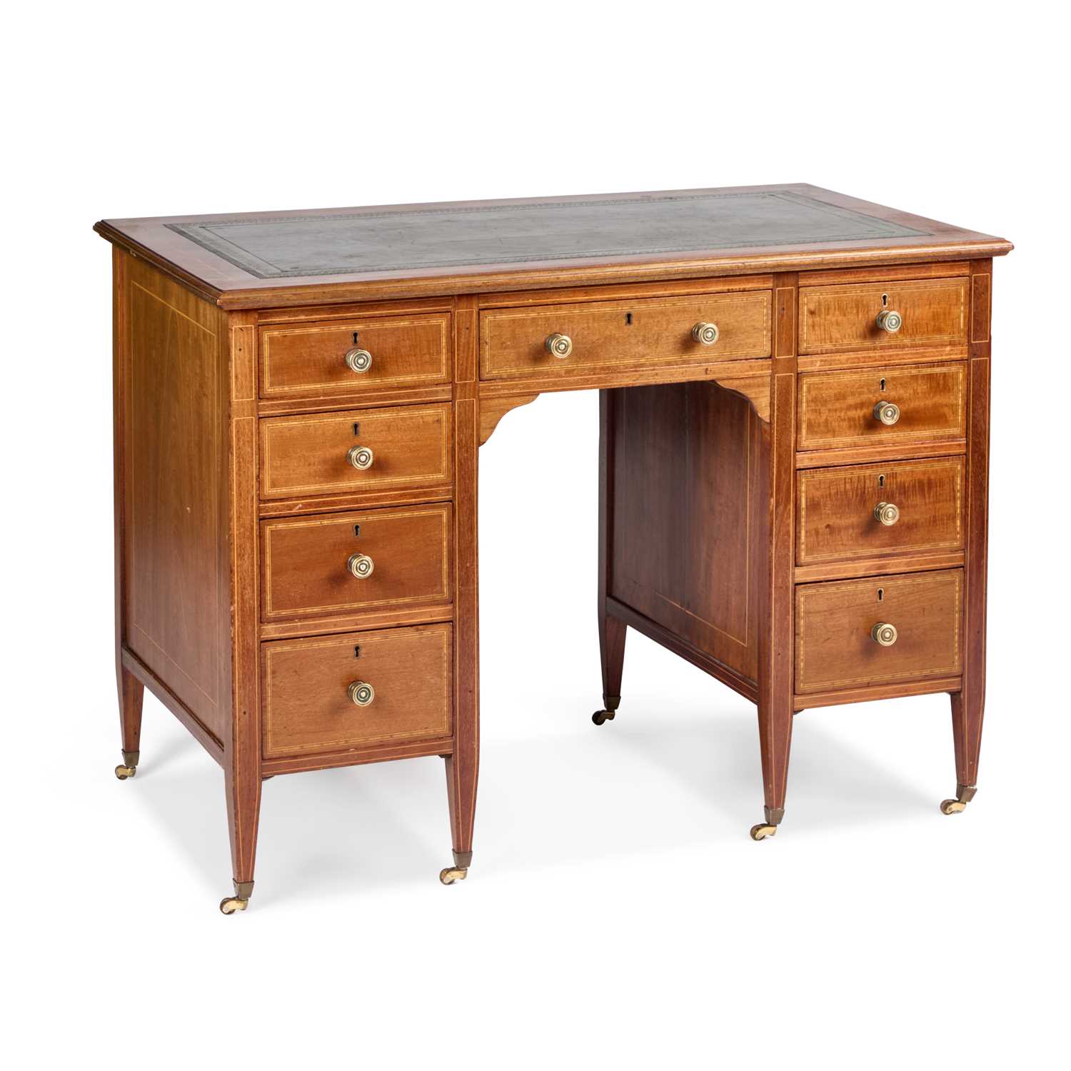 Lot 399 - AN EDWARDIAN LEATHER-INSET AND INLAID