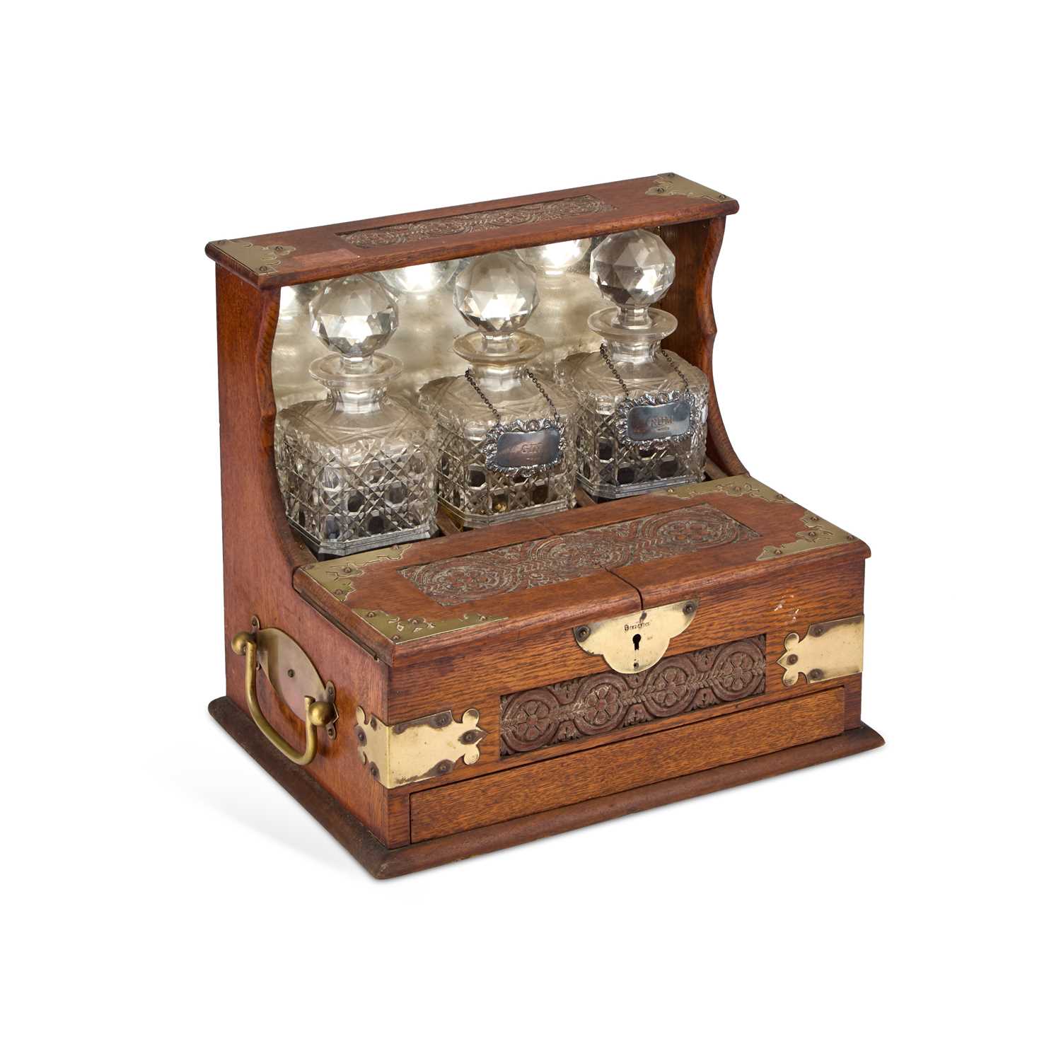 Lot 1150 - A LATE VICTORIAN BRASS-MOUNTED OAK BOX