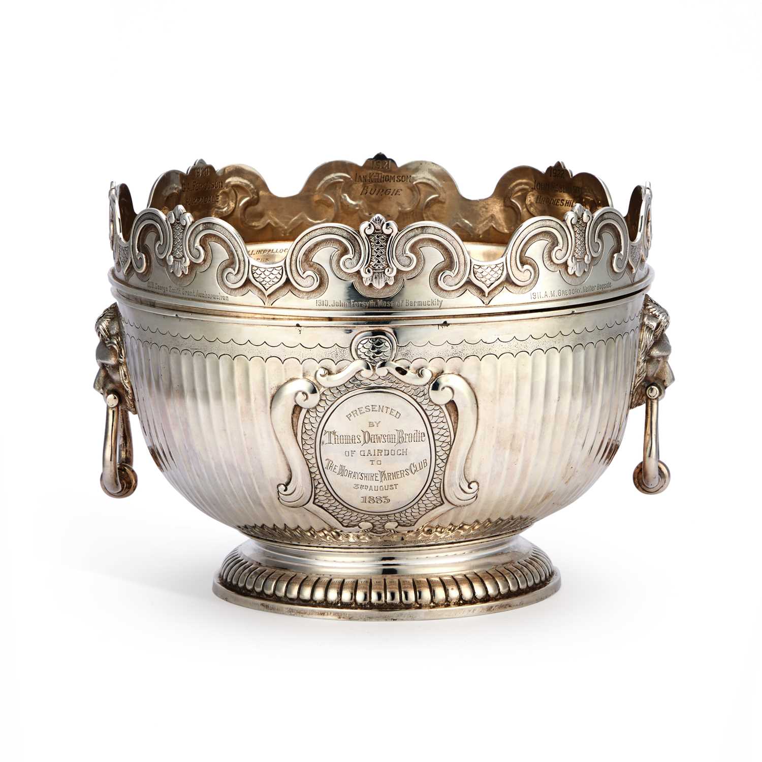 Lot 330 - A LARGE VICTORIAN SCOTTISH SILVER MONTEITH