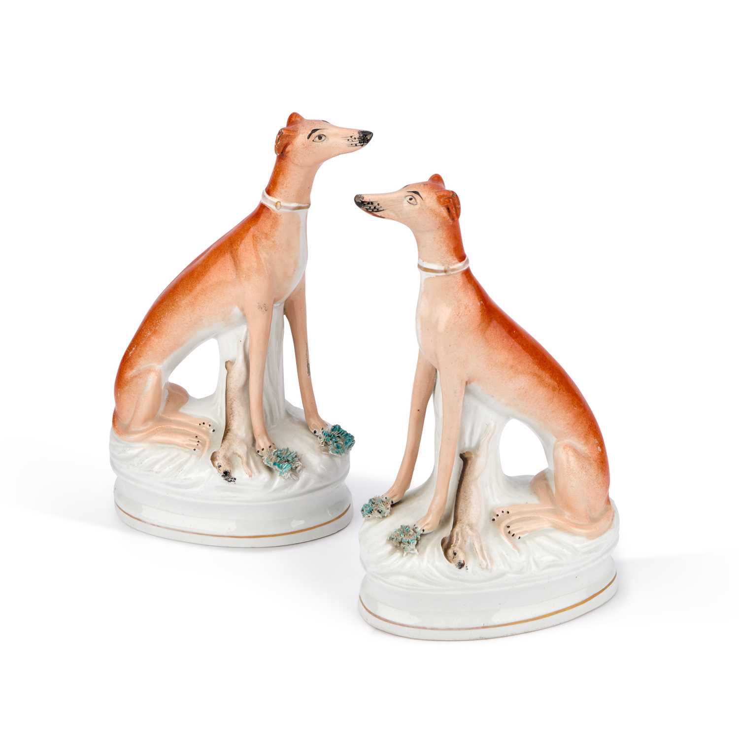 Lot 102 - A PAIR OF VICTORIAN STAFFORDSHIRE POTTERY