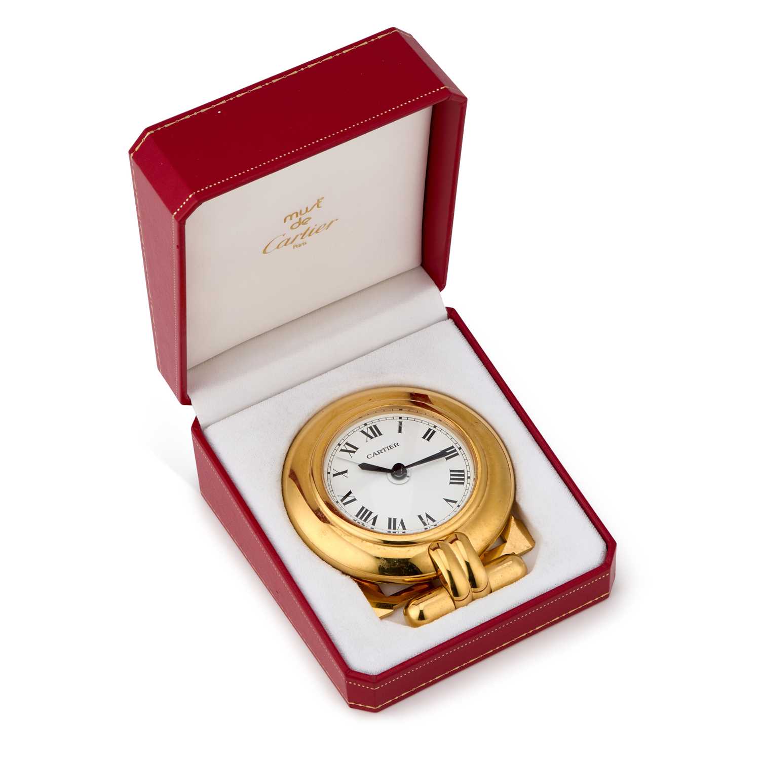 Lot 379 - A CARTIER TABLE CLOCK