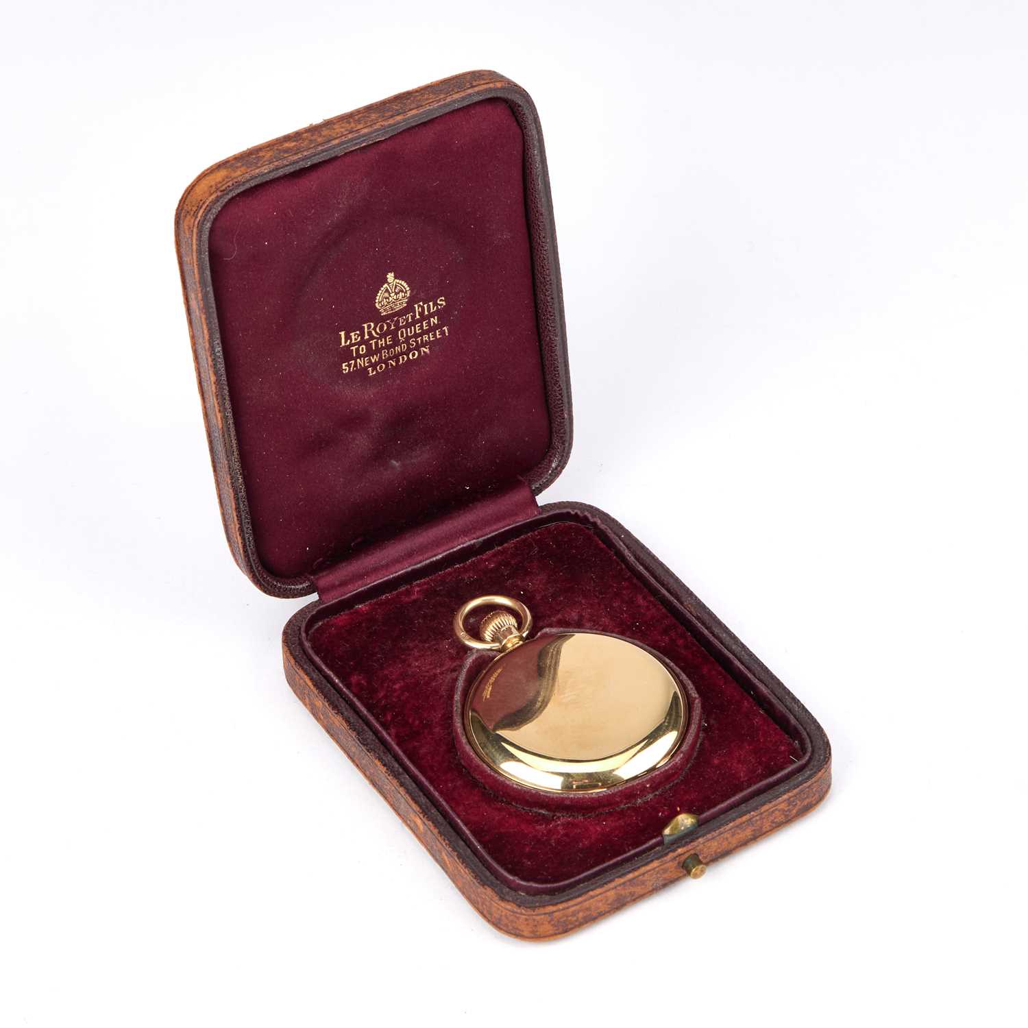 Lot 197 - AN 18CT GOLD LE ROY FULL HUNTER POCKET WATCH