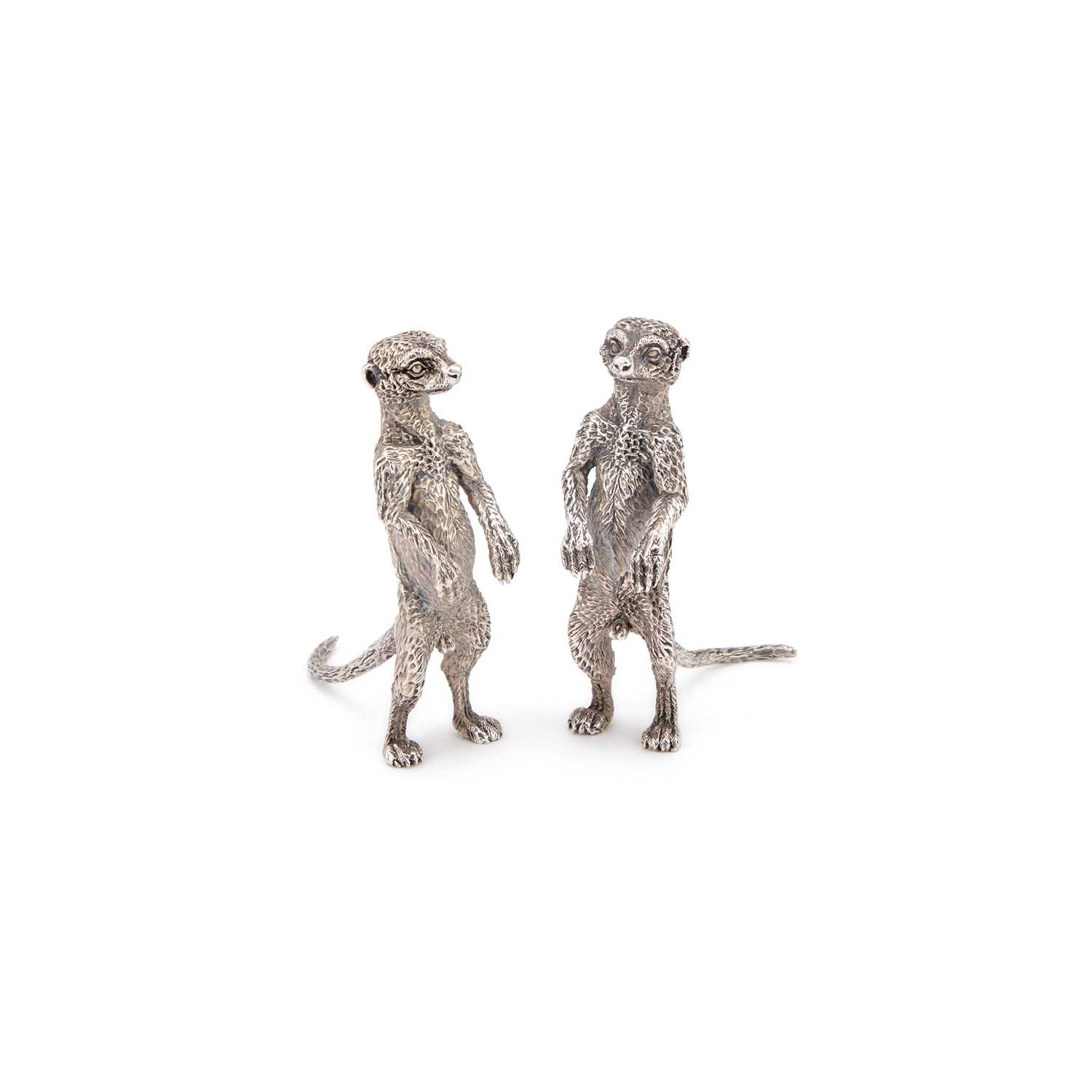 Lot 288 - A PAIR OF SILVER MODELS OF MEERKATS