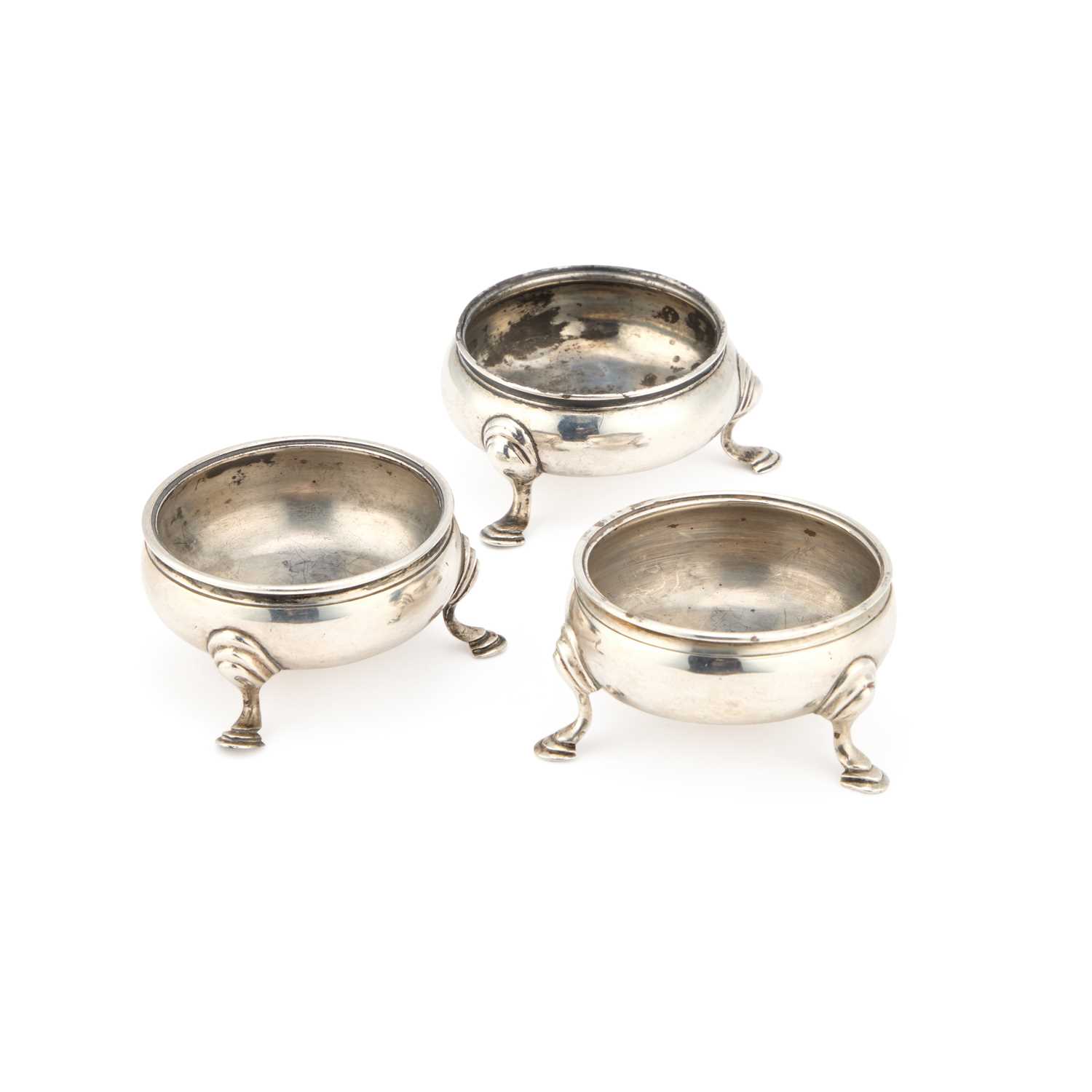 Lot 449 - THREE 18TH CENTURY SILVER SALTS