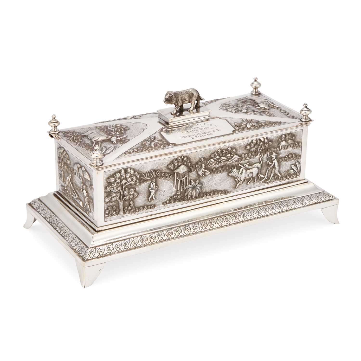 Lot 128 - A LARGE INDIAN SILVER CASKET