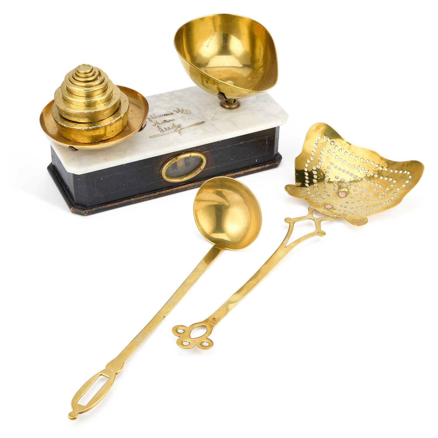 Lot 956 - A SET OF VICTORIAN BRASS SCALES