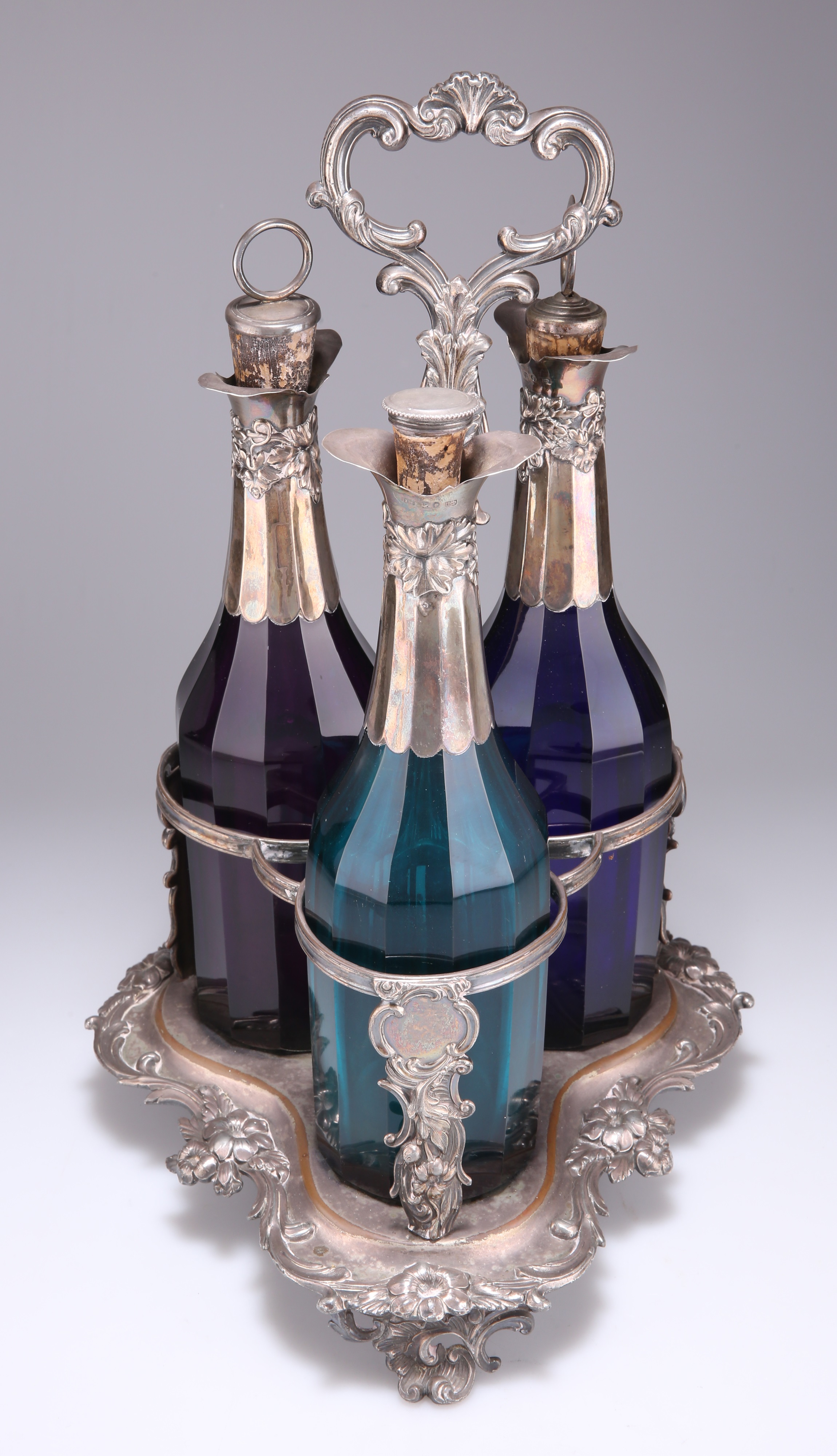 Lot 1013 - AN EARLY VICTORIAN SILVER-PLATED DECANTER