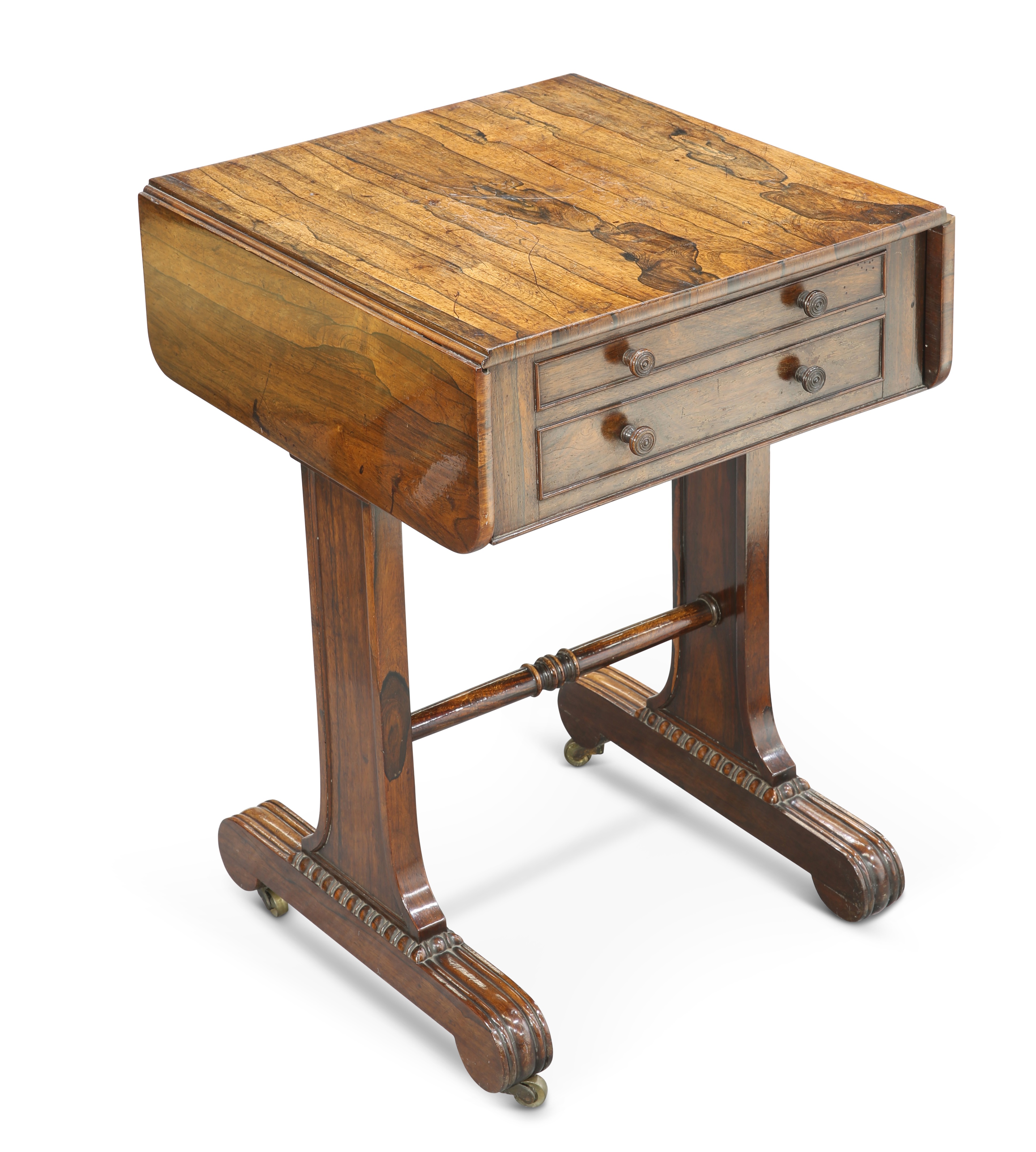 Lot 391 - A REGENCY ROSEWOOD DROP-LEAF WORK TABLE