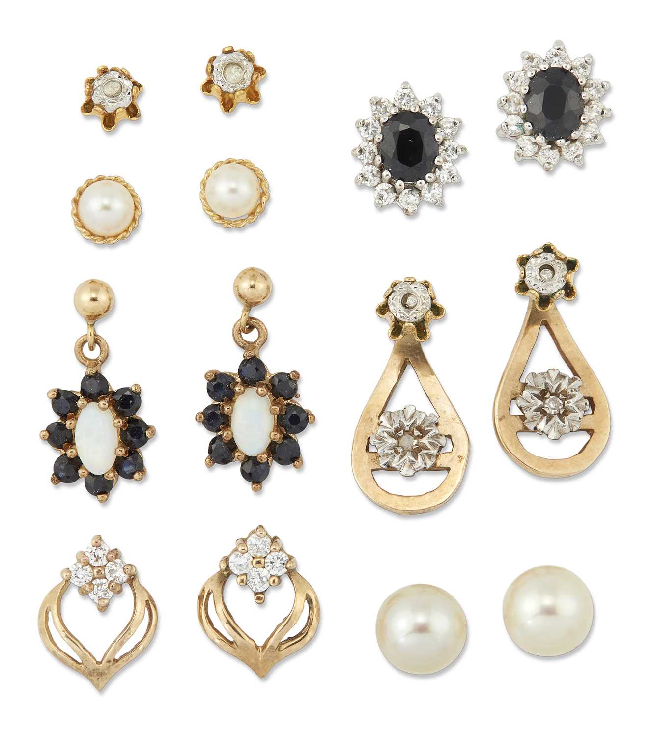 Lot 2220 - SEVEN PAIRS OF GEM SET EARRINGS