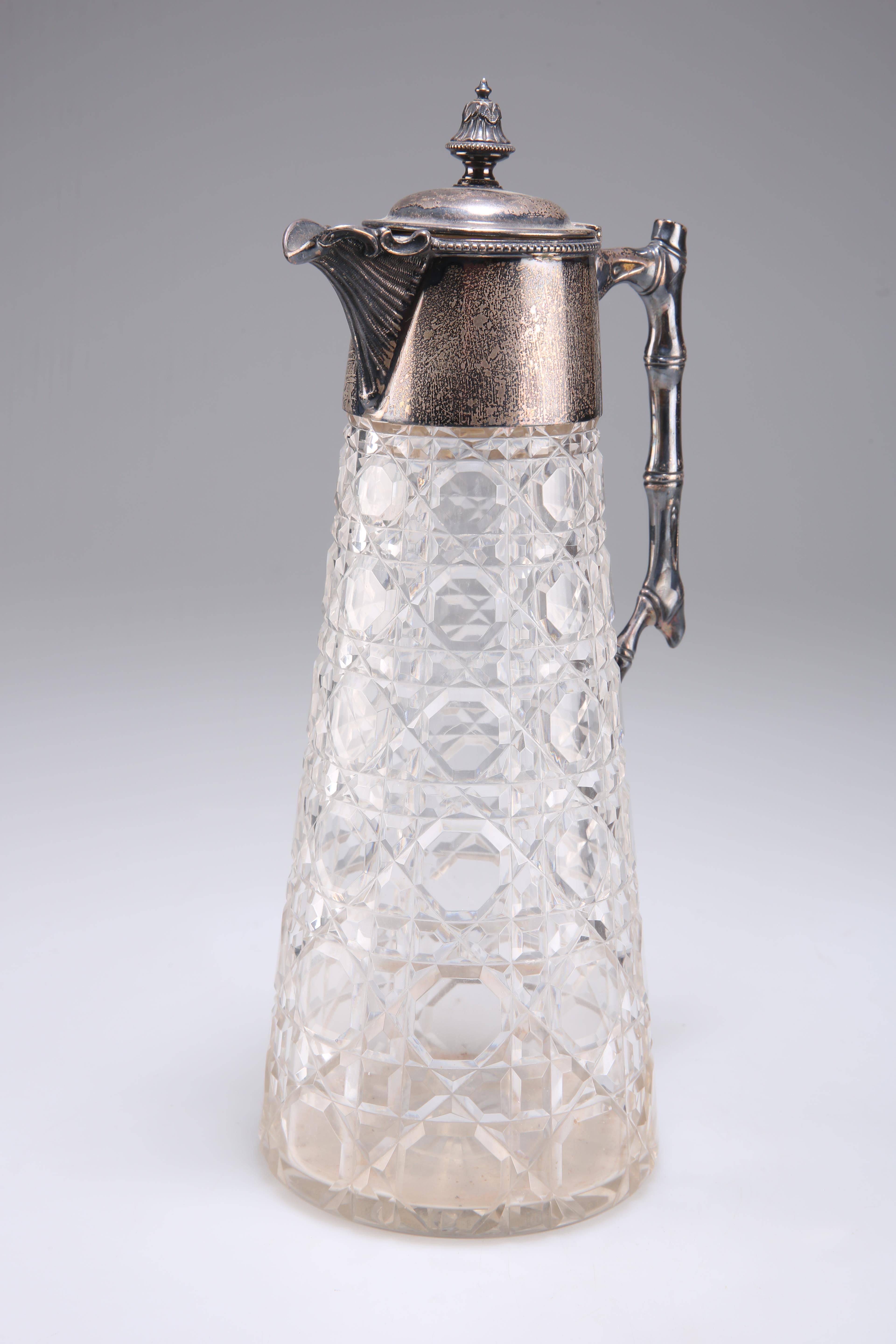 Lot 368 - A VICTORIAN SILVER-MOUNTED CUT-GLASS CLARET