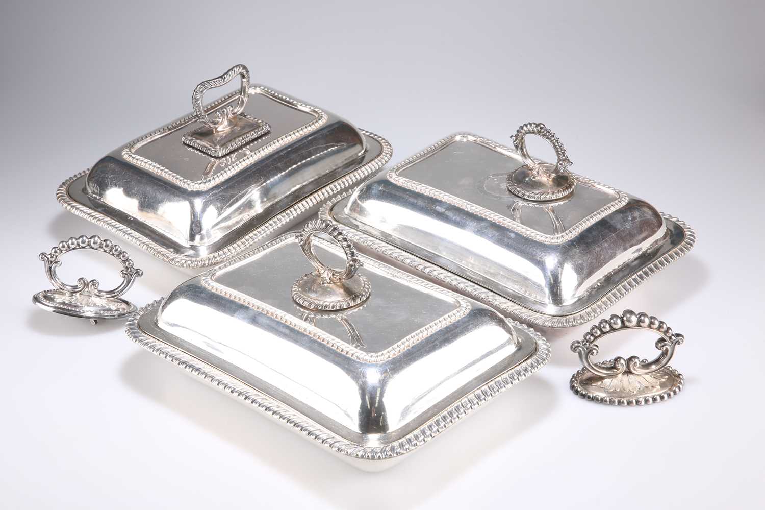 Lot 7 - THREE SILVER-PLATED ENTRÉE DISHES, LATE 19TH