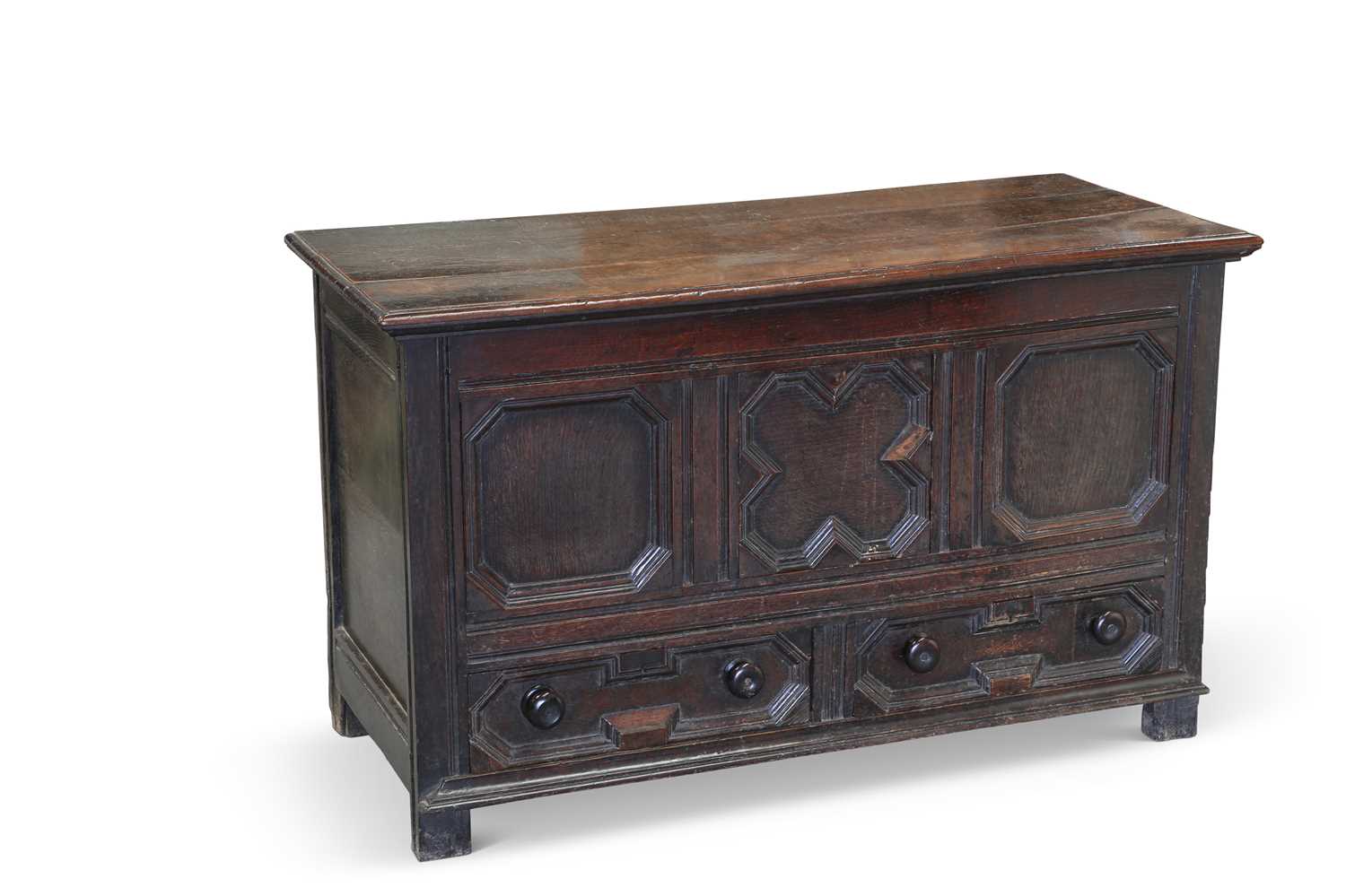 Lot 1269 - AN OAK MULE CHEST, LATE 17TH/EARLY 18TH